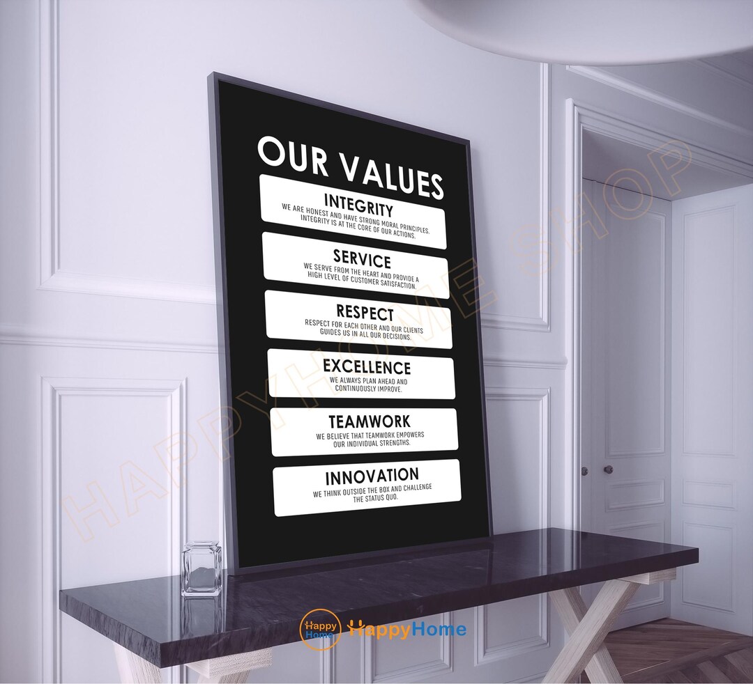 Personalized Company Our Values Wall Art Business Core Values Decor ...