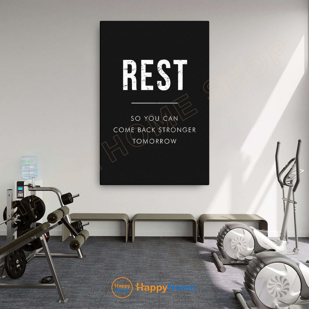 Gym Quote Wall Art Rest Exercise Workout Room Decor Gym Poster Fitness ...