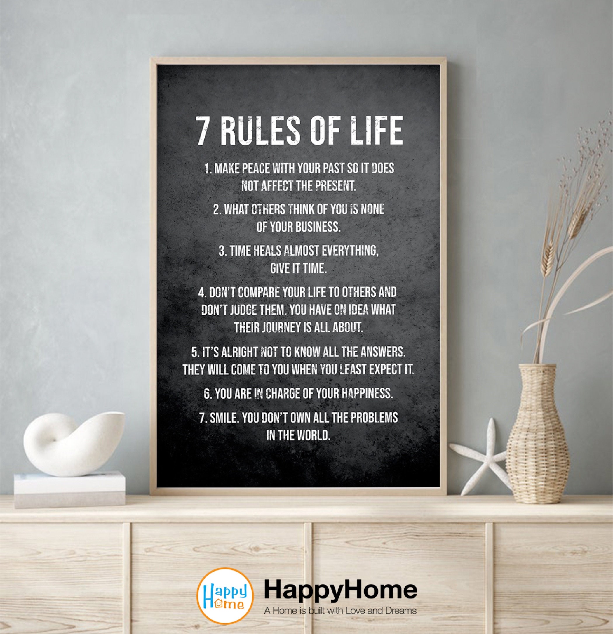 7 Rules of Life Motivational Inspirational Wall Art Ver. 2 - Etsy