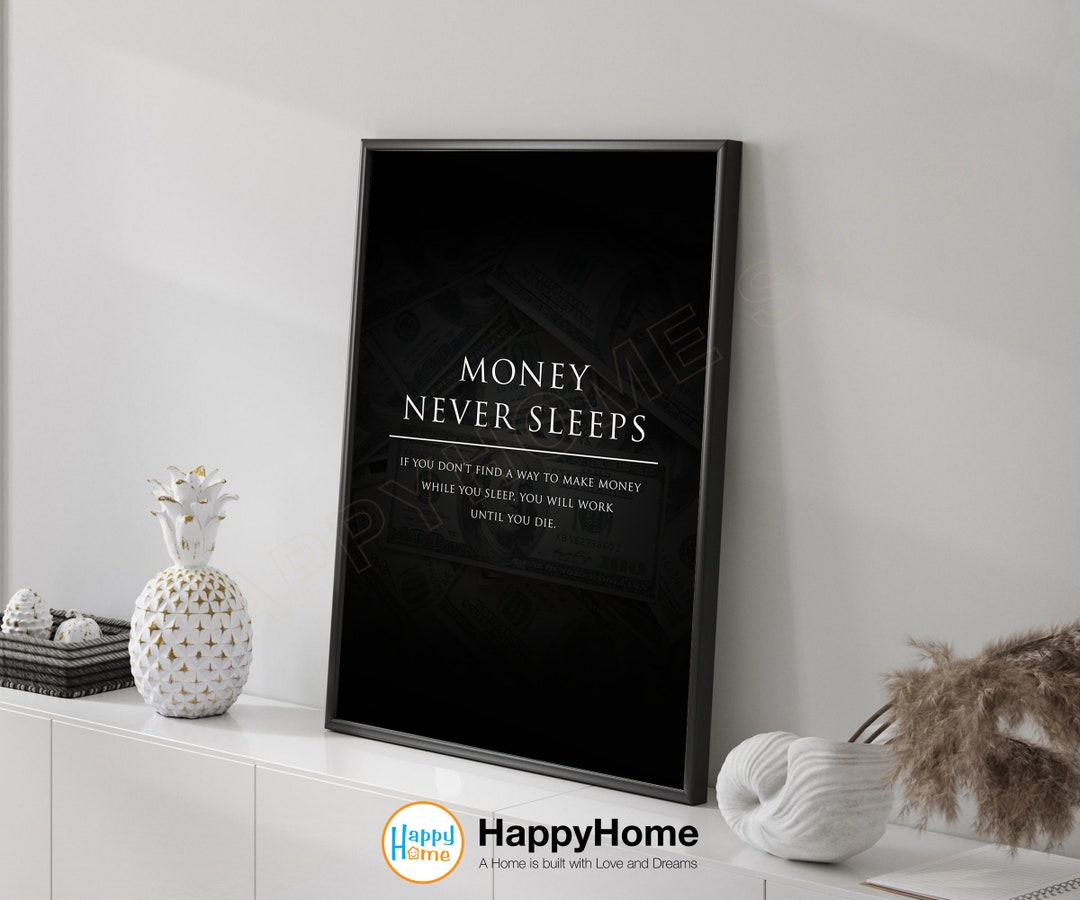 Money Never Sleeps Wall Art Warren Buffett Quote Lesson Wolf of Wall ...