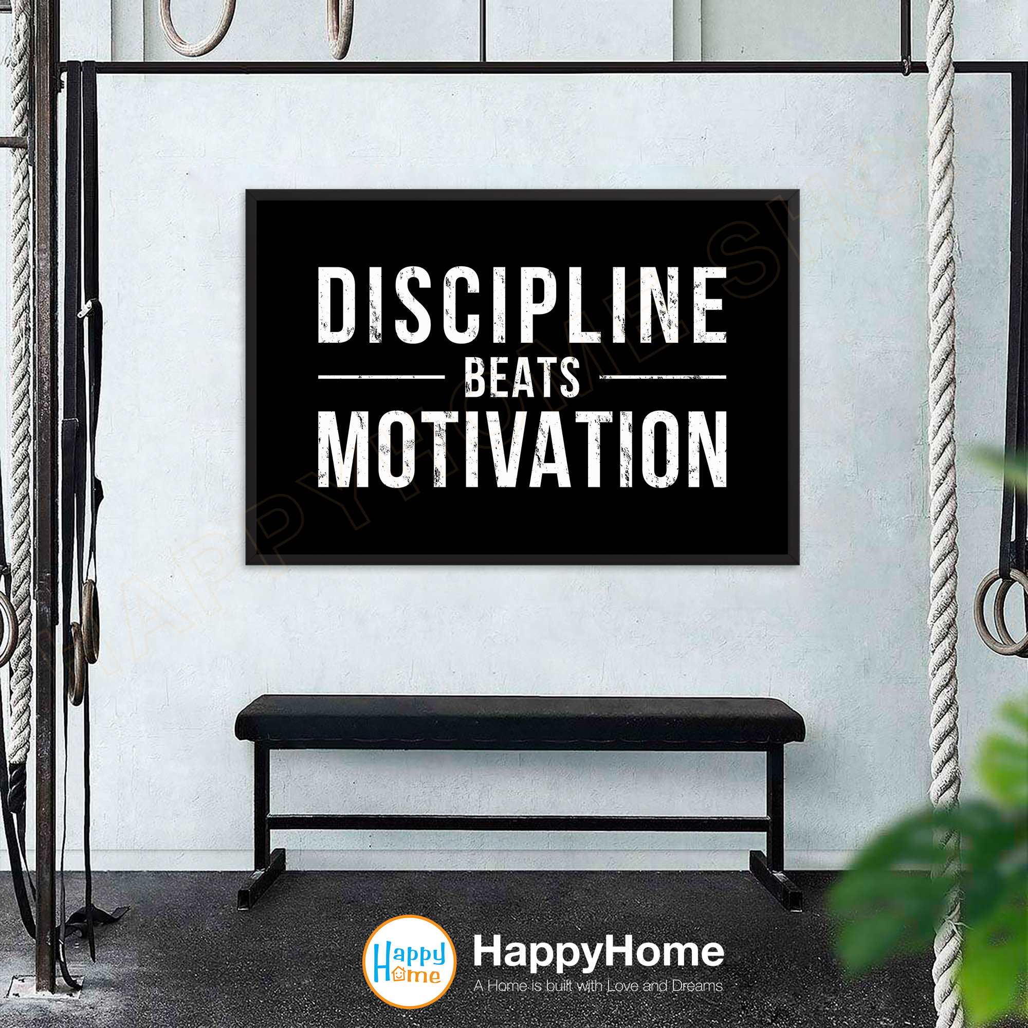 Discipline Beats Motivation Wall Art Workout Room Decor Gym - Etsy