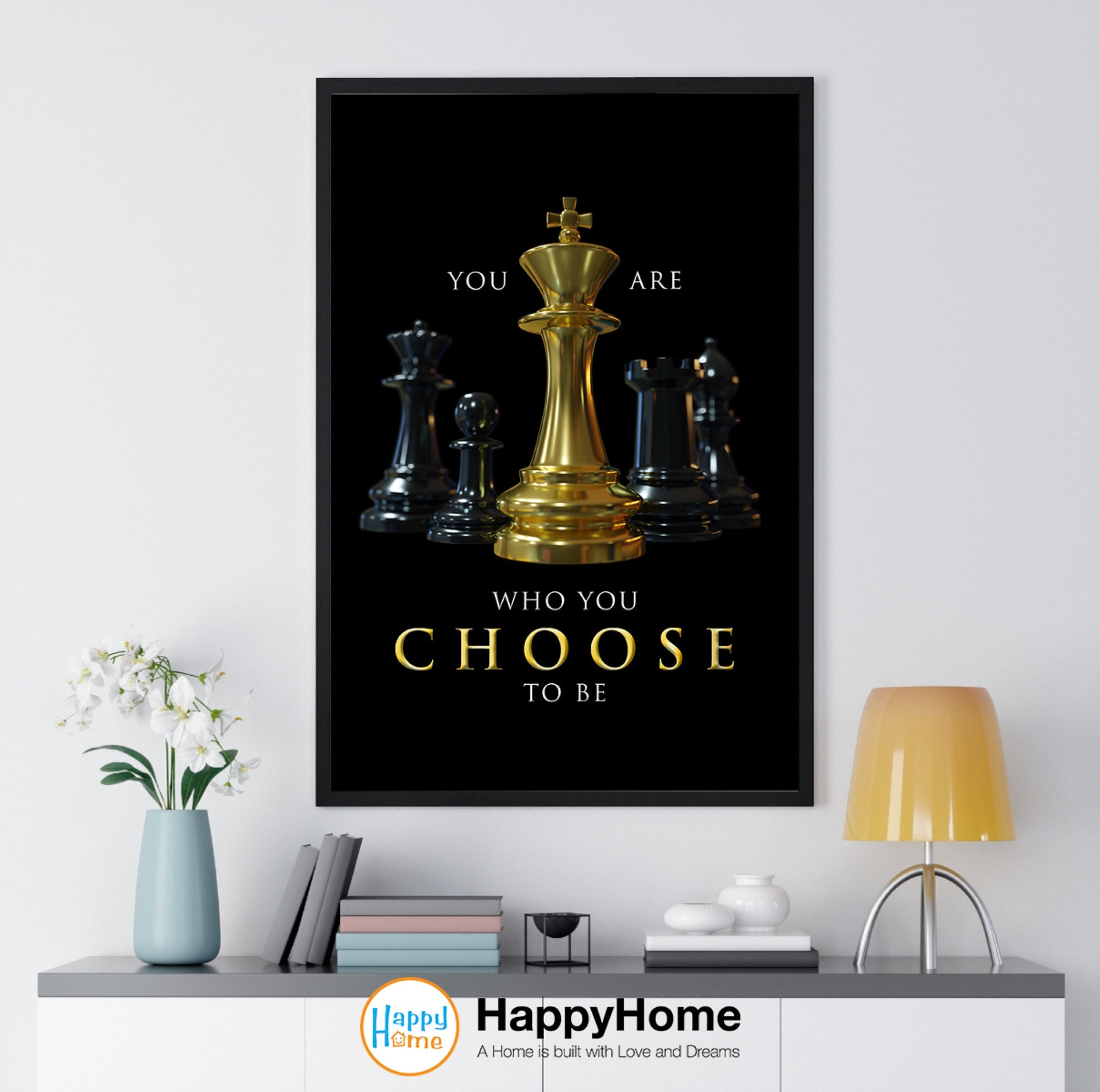 Chess King Art Motivational Quote Inspirational Wall Art You Are Who ...