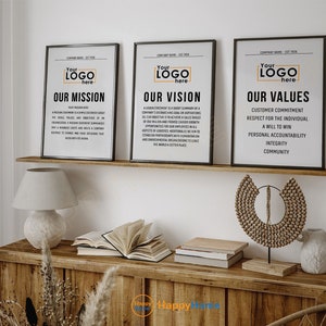 Personalized Business Statement Wall Art Our Values - Our Vision - Our ...