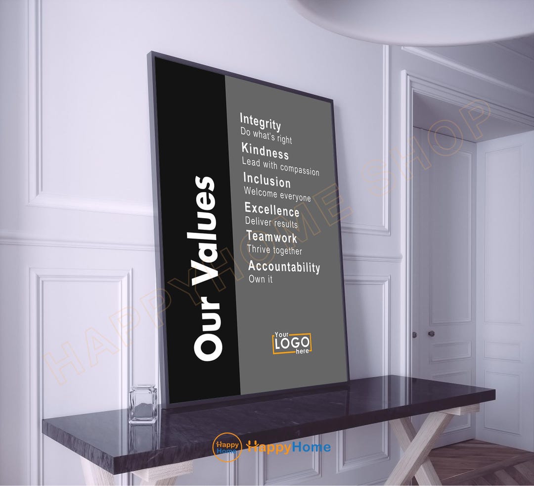 Personalized Company Core Values Wall Art Business Core Values Decor ...