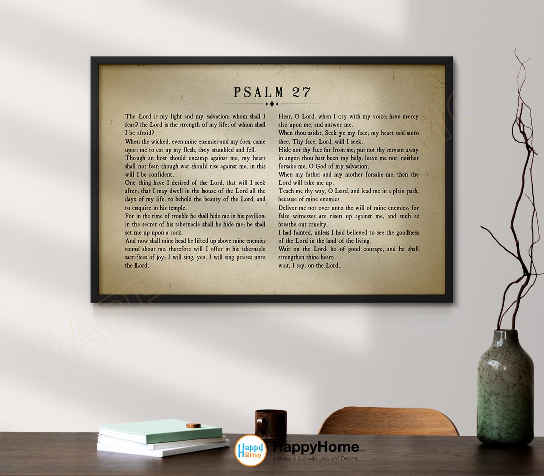 Psalm 27 KJV the Lord is My Light Bible Verse Wall Art Scripture Quote ...