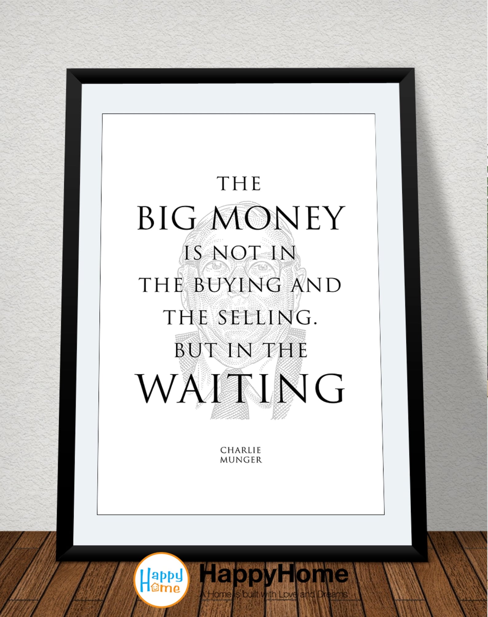 Charlie Munger Wall Art the Big Money in the Waiting Motivational ...