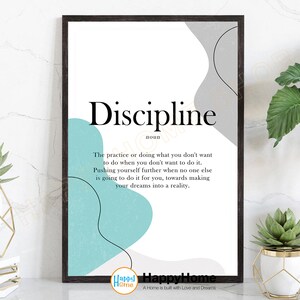 Discipline Definition Wall Art Motivational Quote Inspirational Print ...