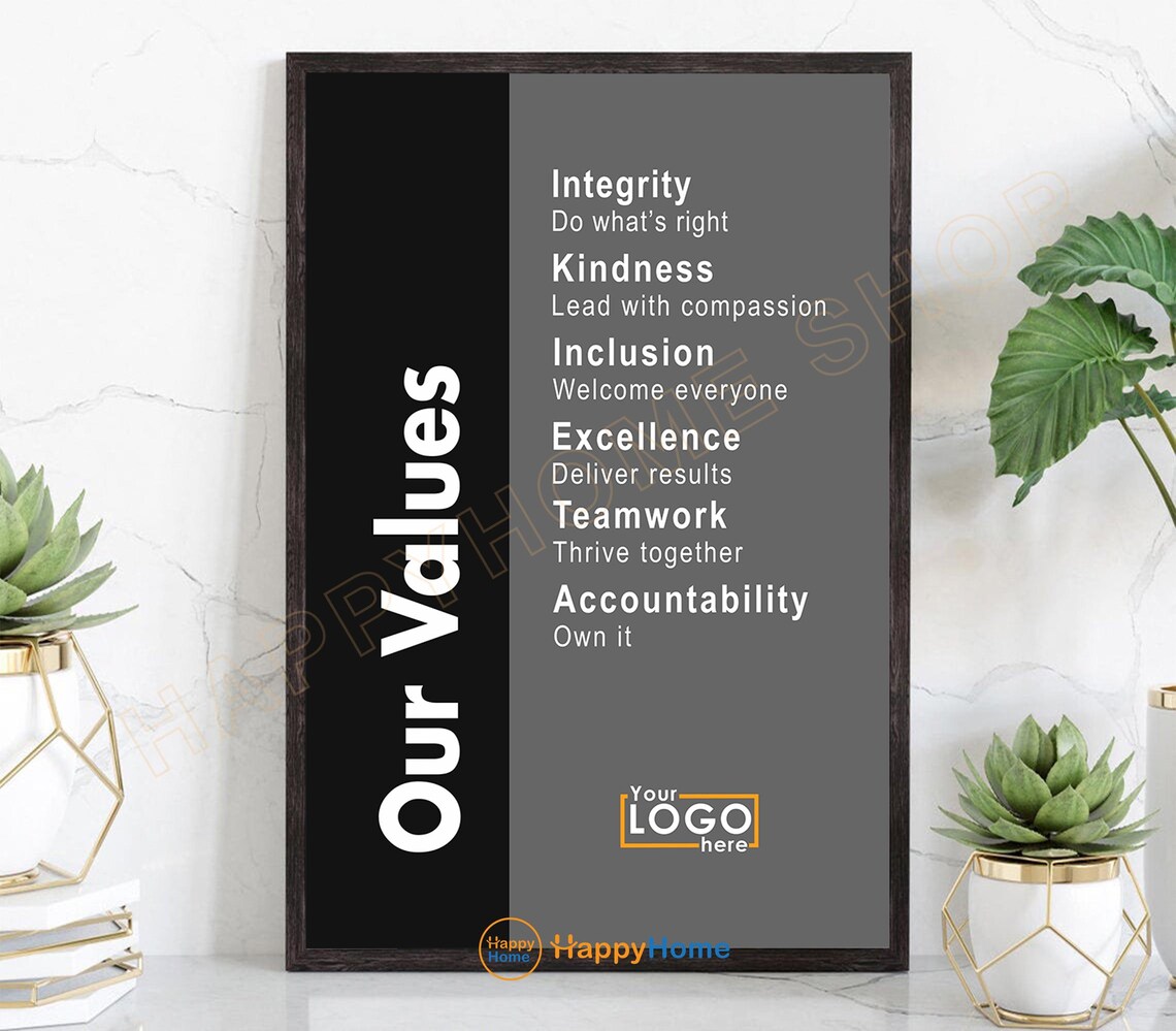 Personalized Company Core Values Wall Art Business Core Values Decor ...