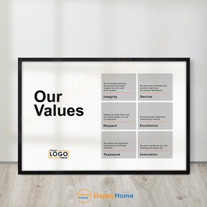 Personalized Company Our Values Wall Art Custom Business Core Values ...