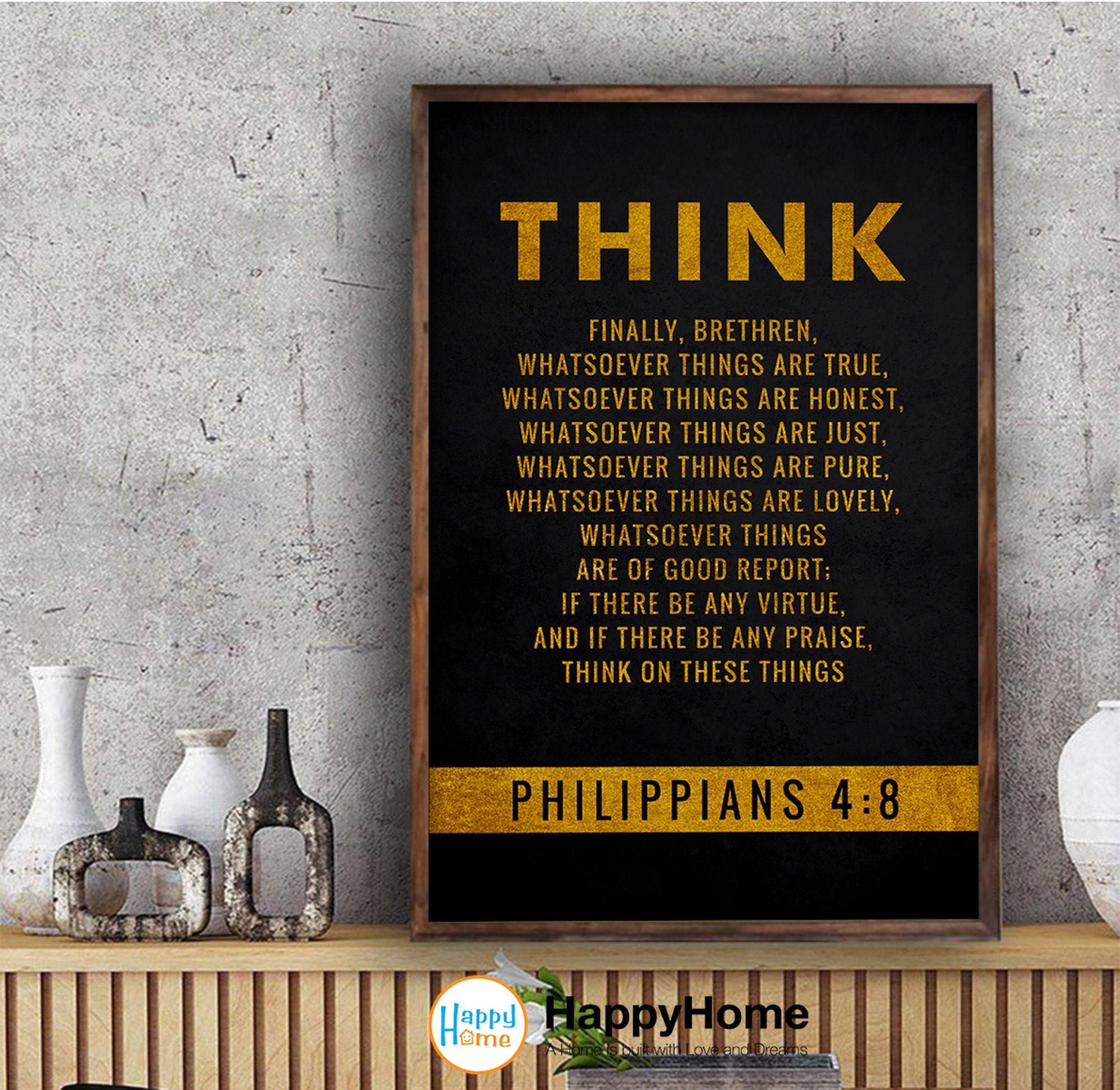 Philippians 4:8 Think on These Things | Bible Verse Wall Art | Modern ...