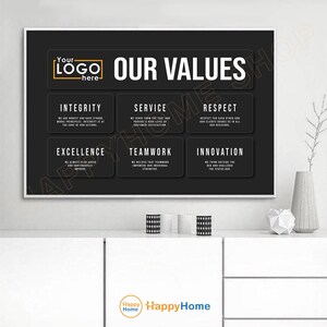 Personalized Company Our Values Wall Art Business Core Values Decor ...