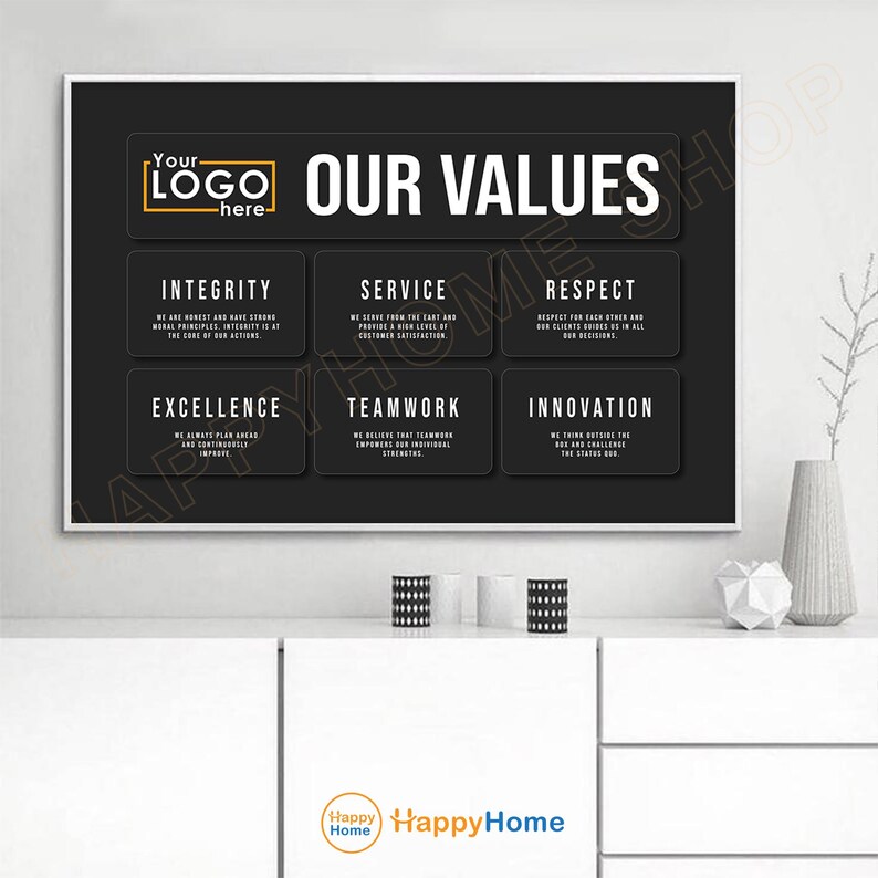 Personalized Company Our Values Wall Art Business Core Values Decor ...