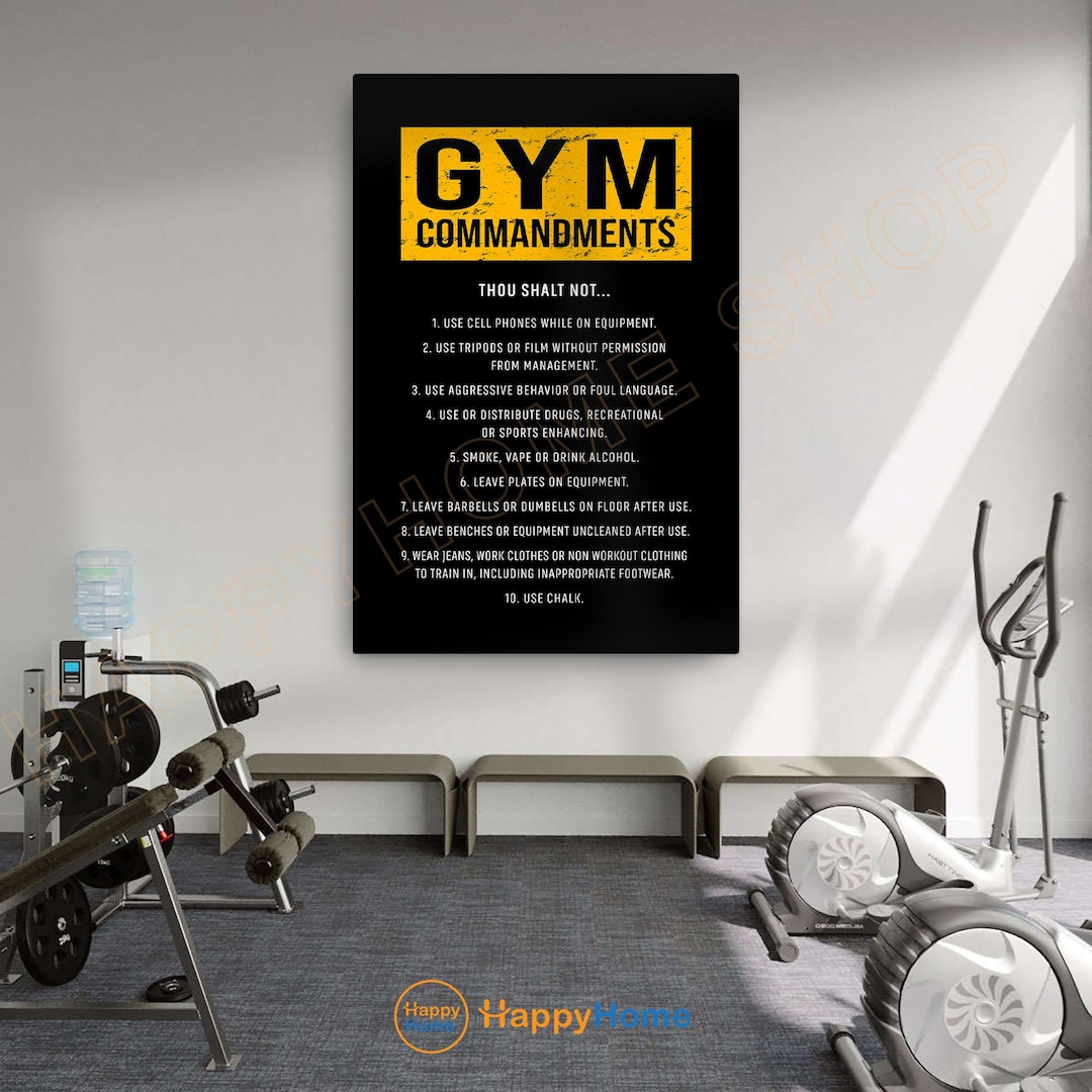 Gym Commandments Wall Art Room Decor Gym Prayer Sign Gym Poster Fitness ...