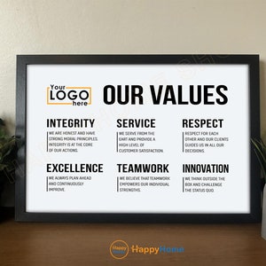 Personalized Company Core Values Wall Art Business Core Values Decor ...
