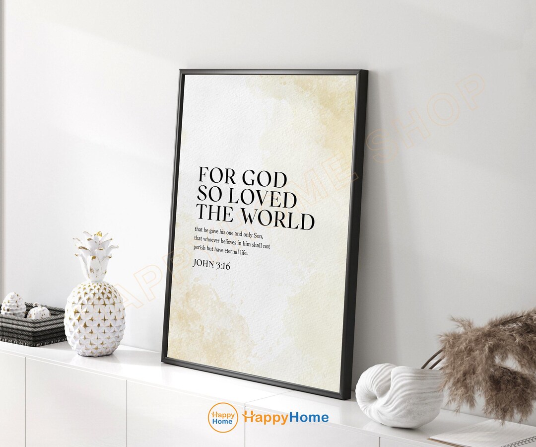 John 3:16 Bible Verse Wall Art for God so Loved the World Scripture ...