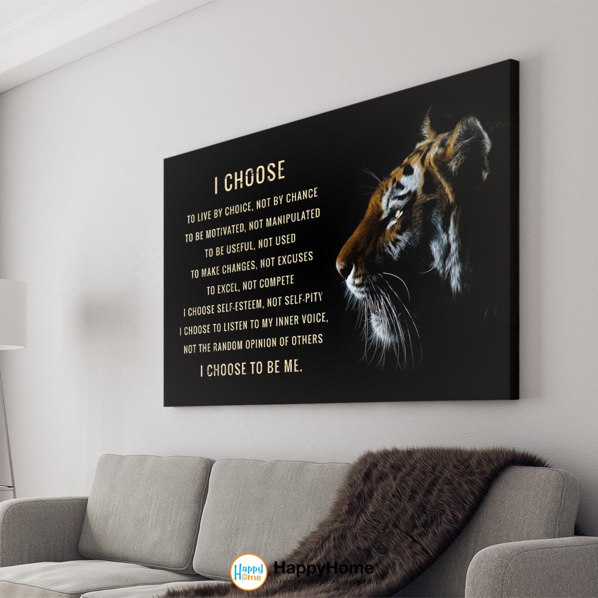 Tiger Poster Motivational Inspiration Quotes Wall Art - I Choose to Be ...