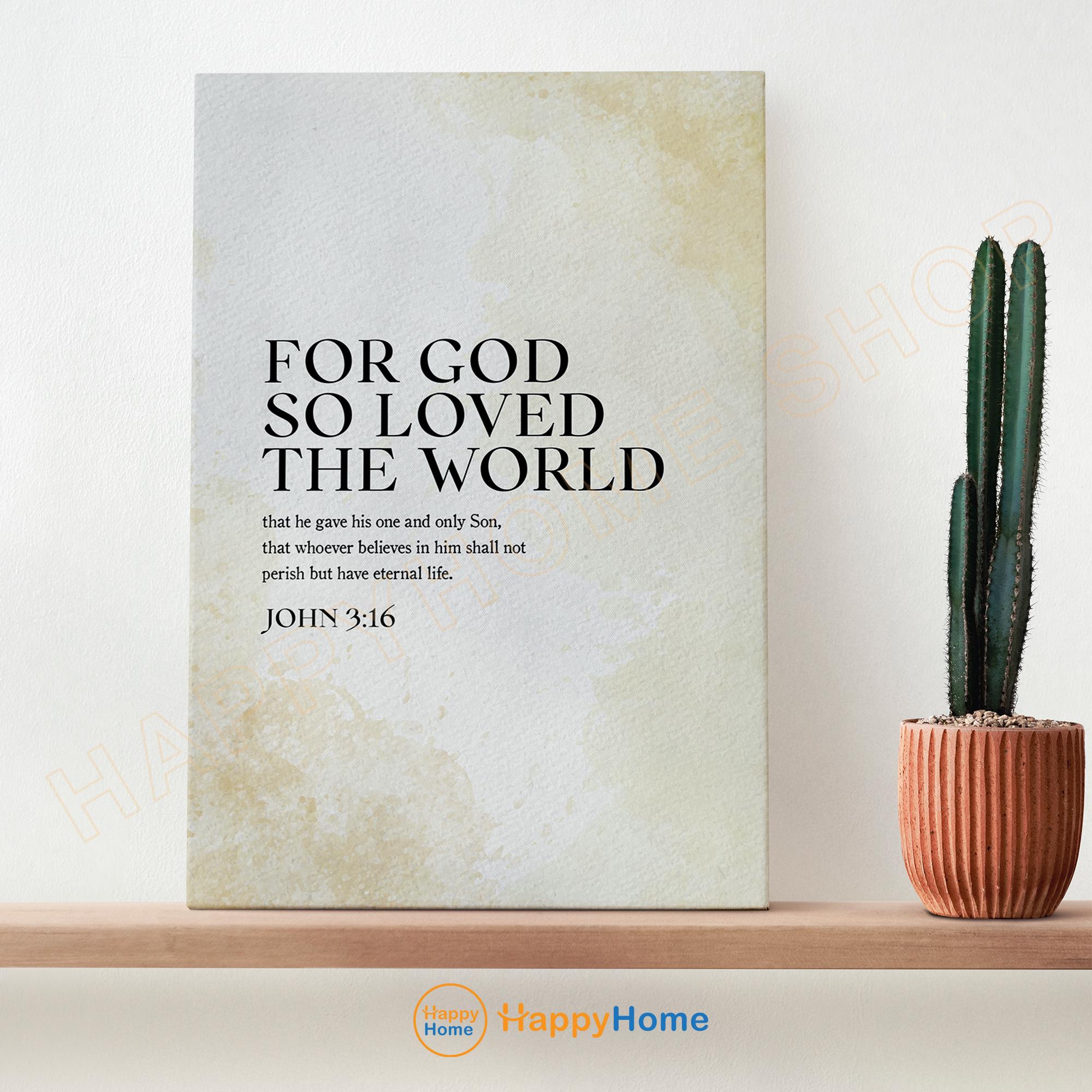 John 3:16 Bible Verse Wall Art for God so Loved the World Scripture ...