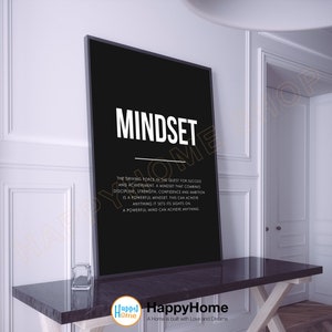 Mindset Definition Wall Art Motivational Wall Art | Inspirational ...