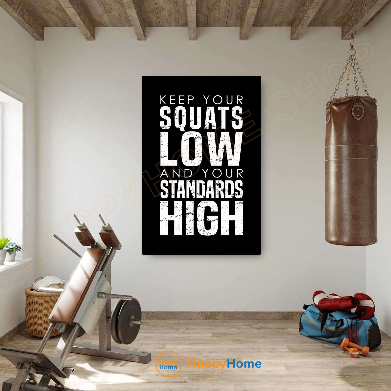 Gym Quote Wall Art Keep Your Squats Low and Your Standards High Workout ...