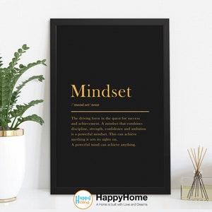 Mindset Definition Wall Art Motivational Wall Art | Inspirational ...