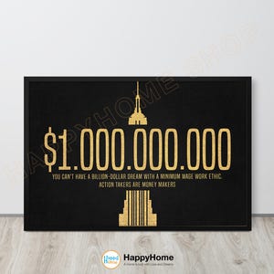 1 Billion Dollar Definition Wall Art Motivational Quote Inspirational ...