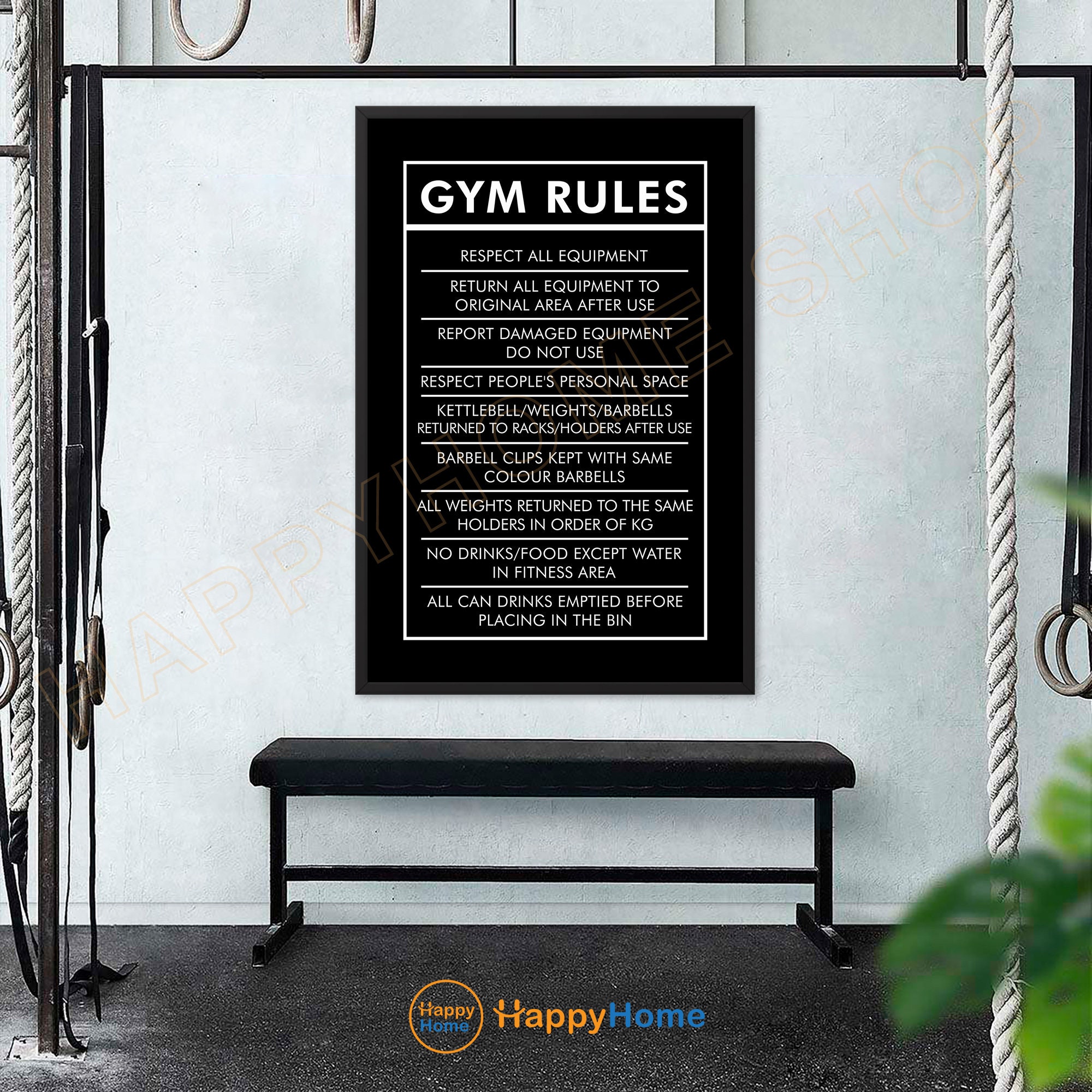 Gym Rules Wall Art Workout Room Decor Gym Poster Fitness Sign Prints ...