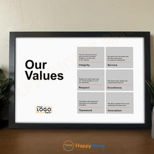 Personalized Company Our Values Wall Art Custom Business Core Values ...