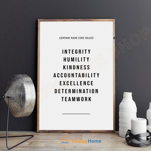 Personalized Company Core Values Wall Art Business Core Values Decor ...