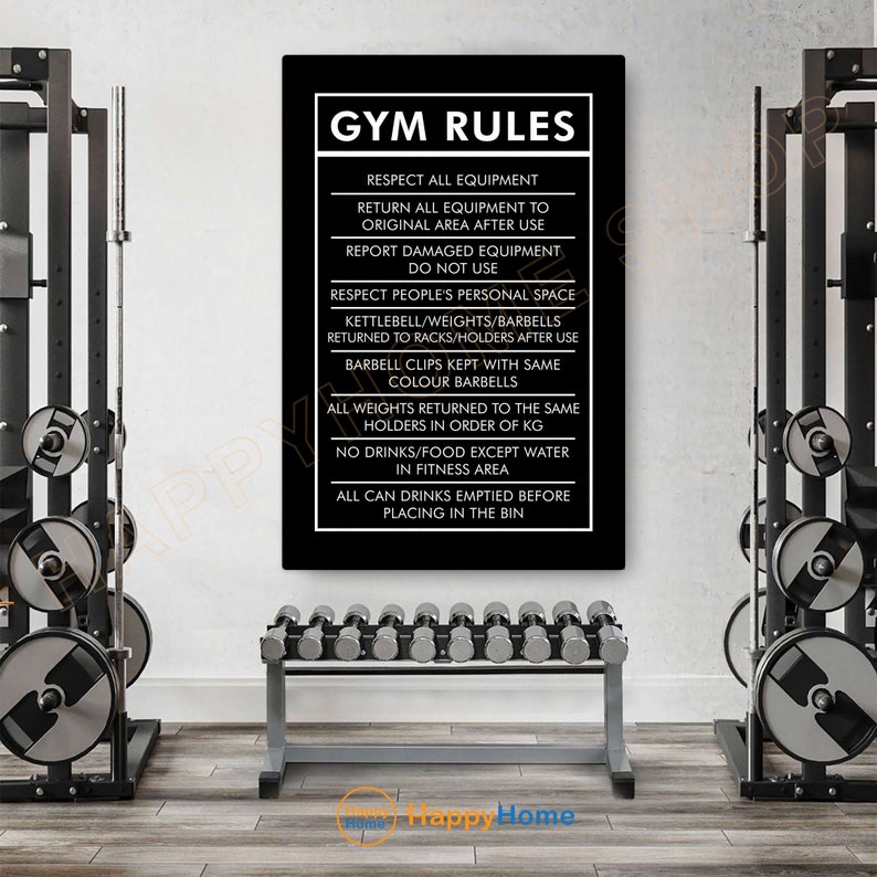 Gym Rules Wall Art Workout Room Decor Gym Poster Fitness Sign Prints ...