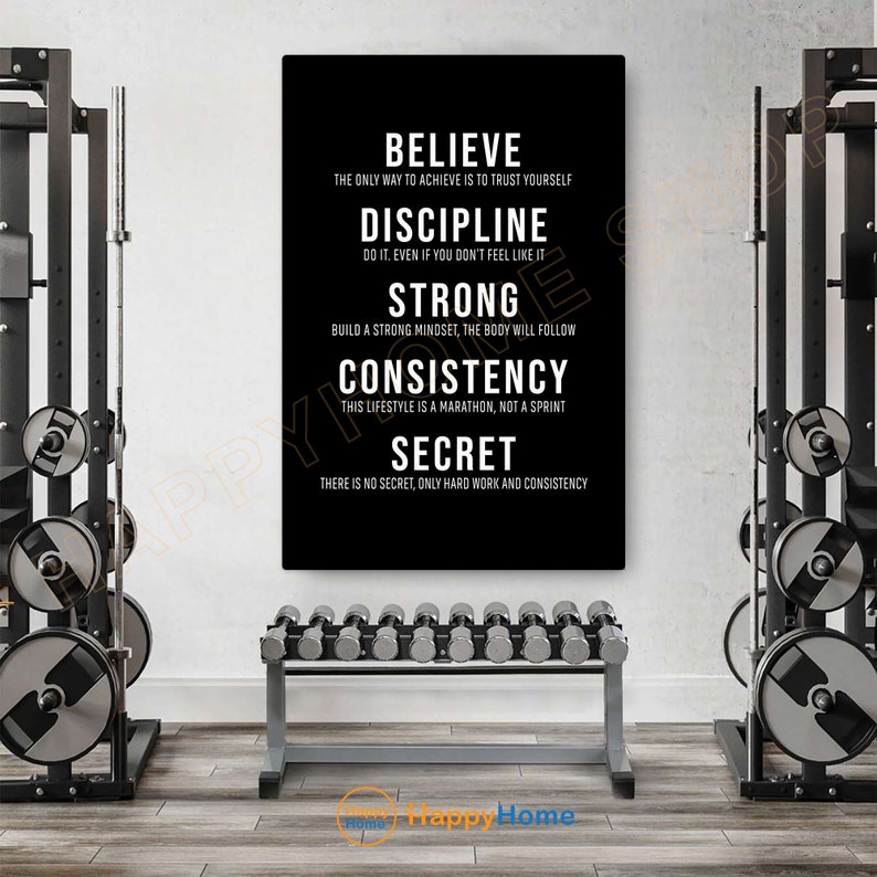 Gym Values Quotes Wall Art Workout Room Decor Gym Poster - Etsy