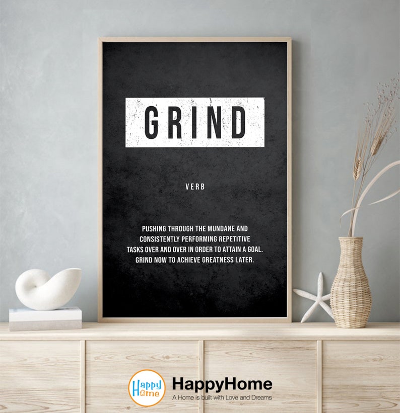 Grind Definition Poster Motivational Wall Art Inspirational - Etsy