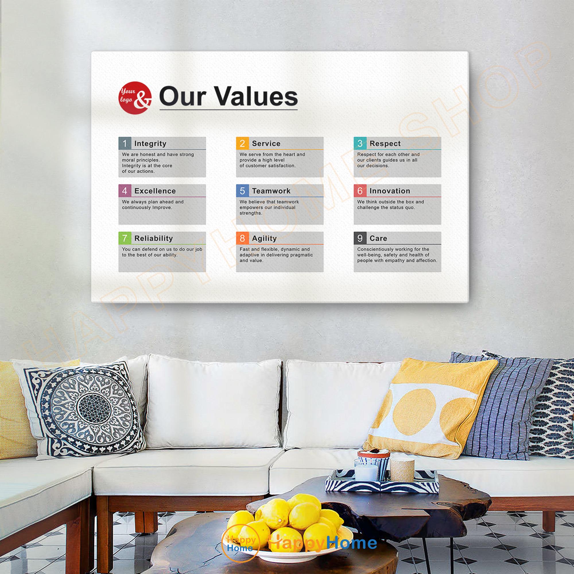 Personalized Company Our Values Wall Art Custom Business Core Values ...