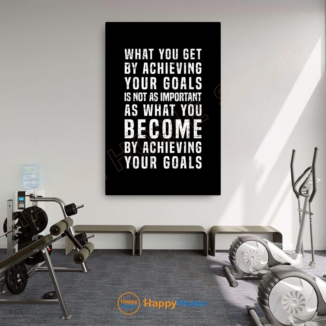 Gym Quote Wall Art Room Decor Achieving Your Goals Gym Poster Fitness ...