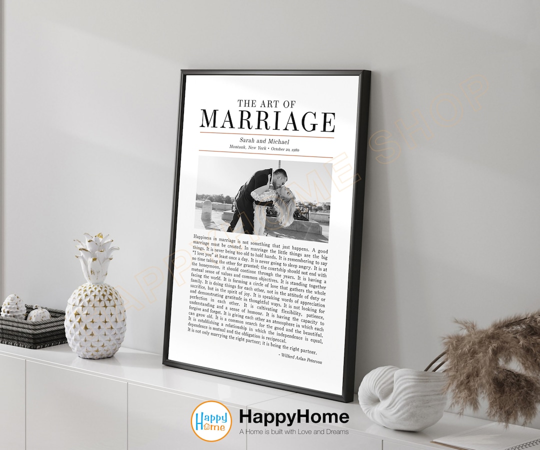 The Art of Marriage Poem Print Personalization Wall Art Wilferd A ...