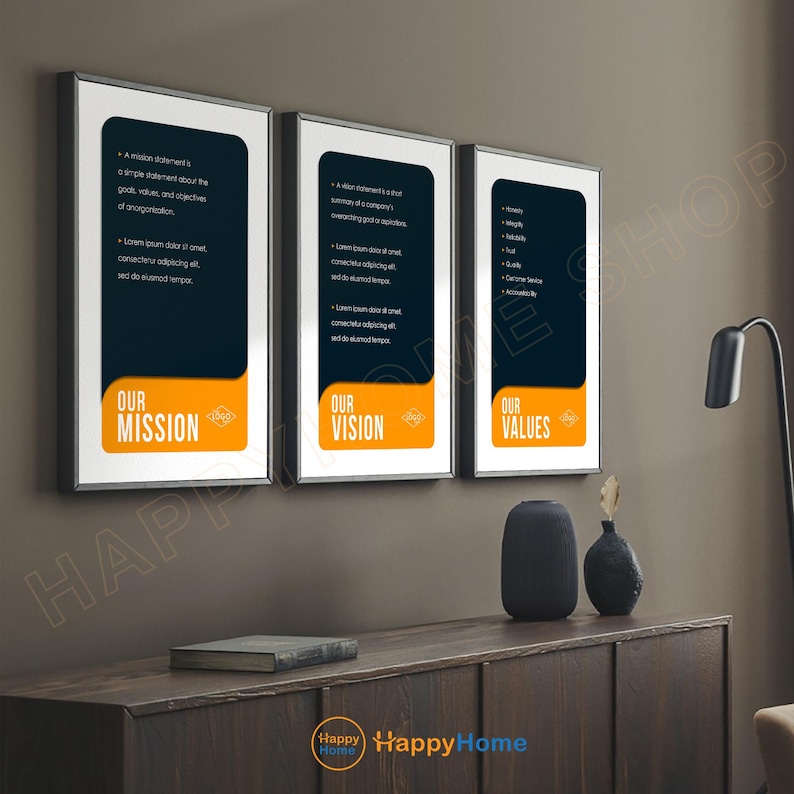 Company Values Vision Mission Wall Art Personalized Business Sign Decor ...