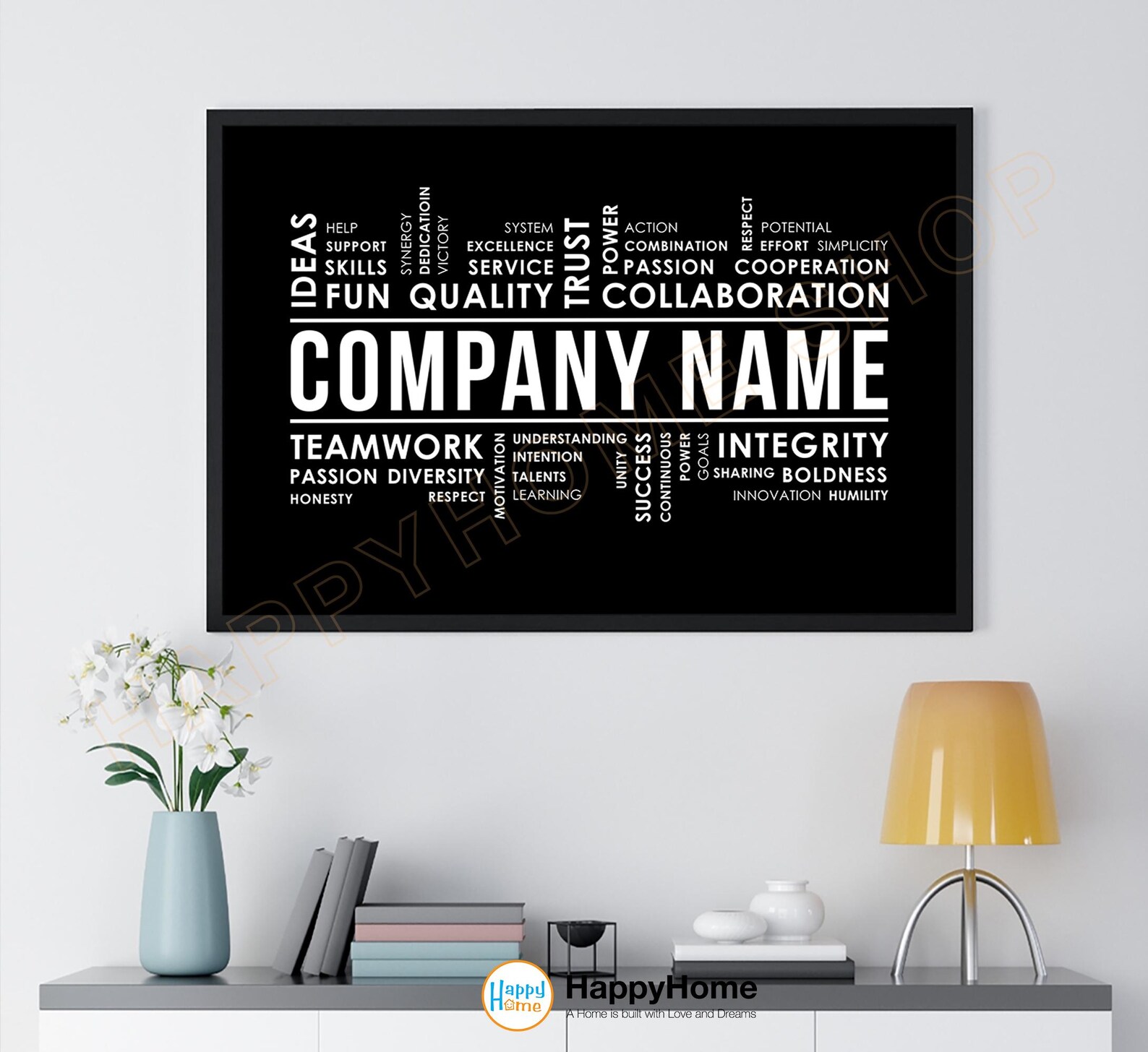 Personalized Company Values Wall Art Business Core Values Sign ...