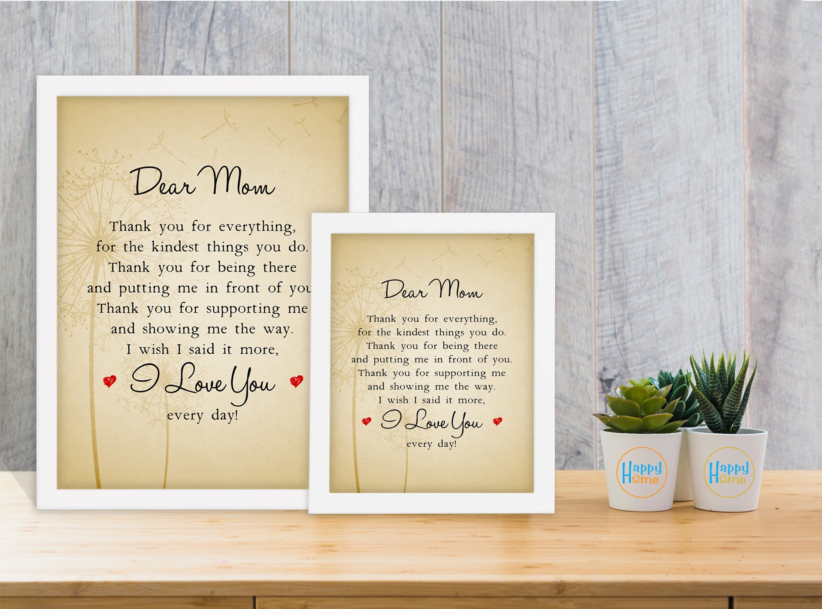 Framed Print Poster Mother's Day Gifts for Mom Thank you | Etsy