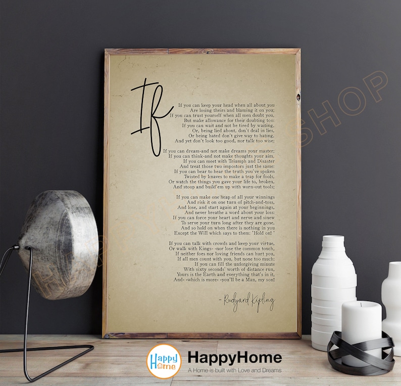 If Poem by Rudyard Kipling Wall Art If Poem Literary Prints - Etsy