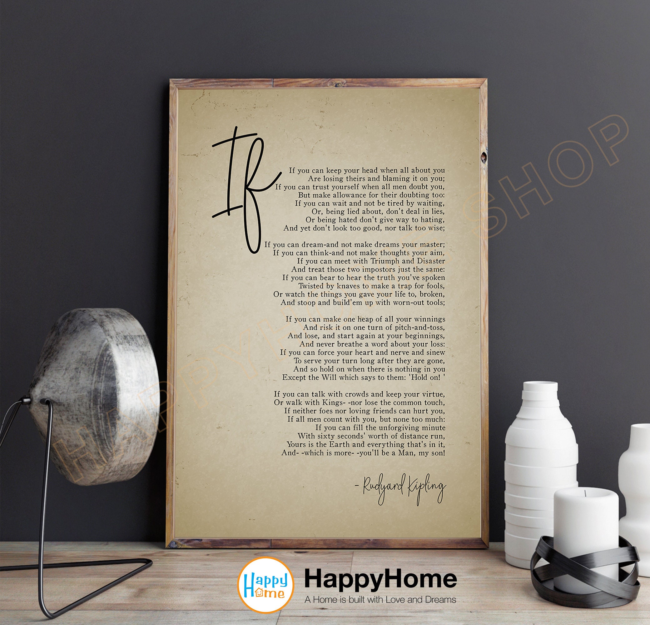 If Poem by Rudyard Kipling Wall Art If Poem Literary Prints Art Poetry ...