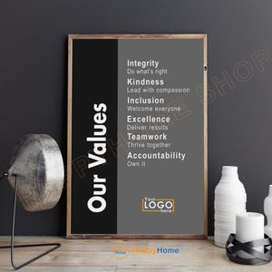 Personalized Company Core Values Wall Art Business Core Values Decor ...