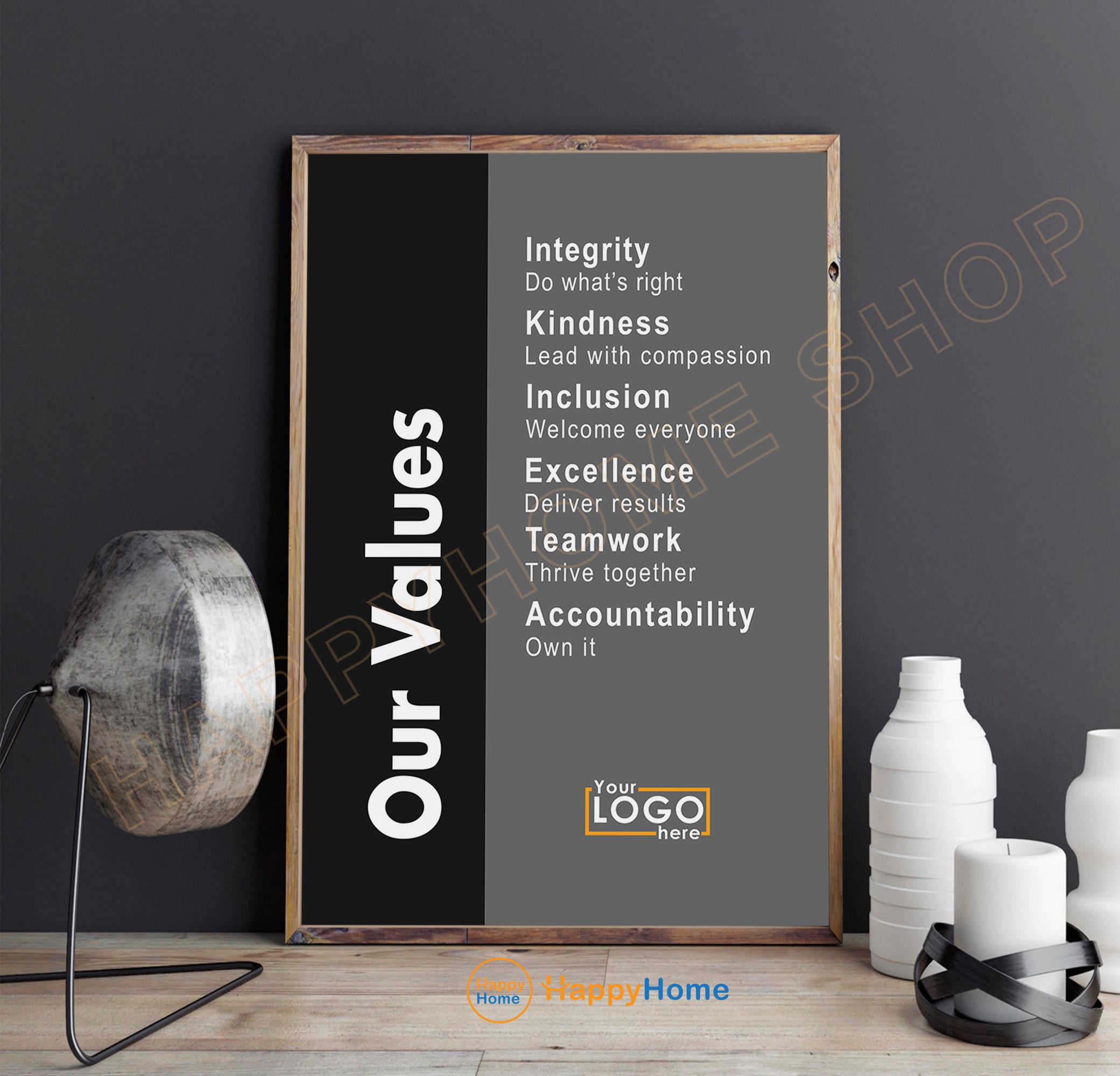 Personalized Company Core Values Wall Art Business Core Values Decor ...
