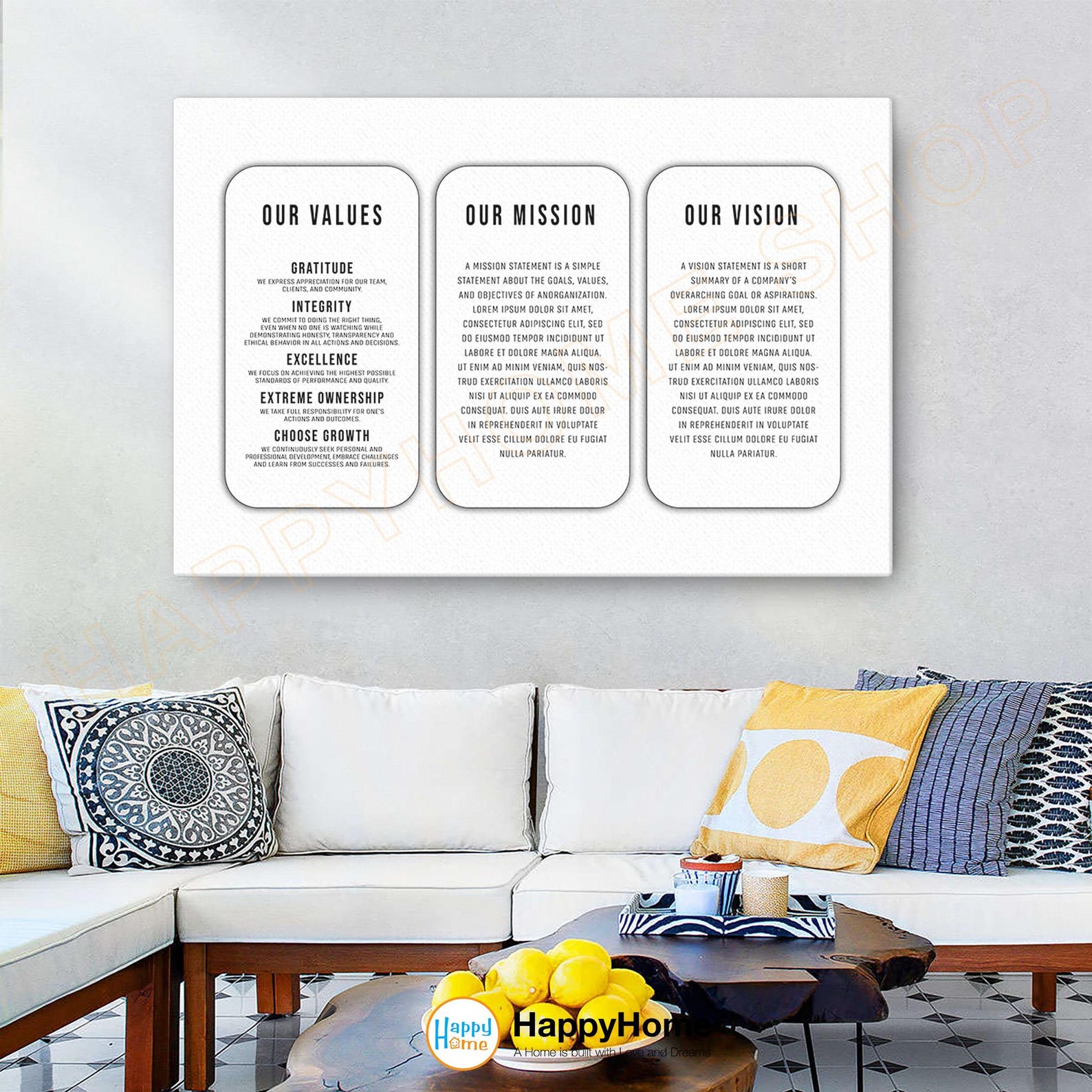 Personalized Company Wall Art Our Values Our Vision Our Mission ...