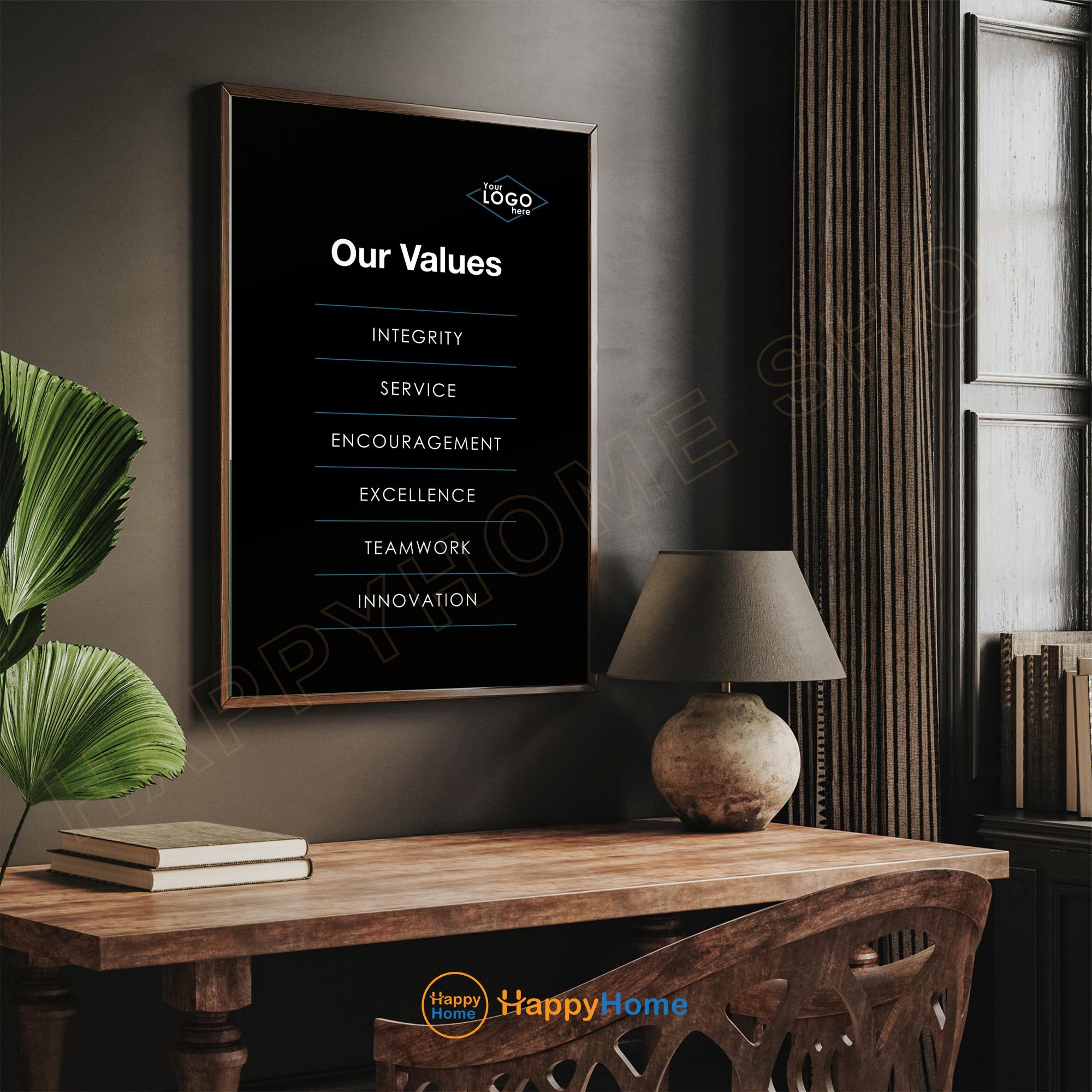 Custom Company Core Values Wall Art Business Office Decor Personalized ...