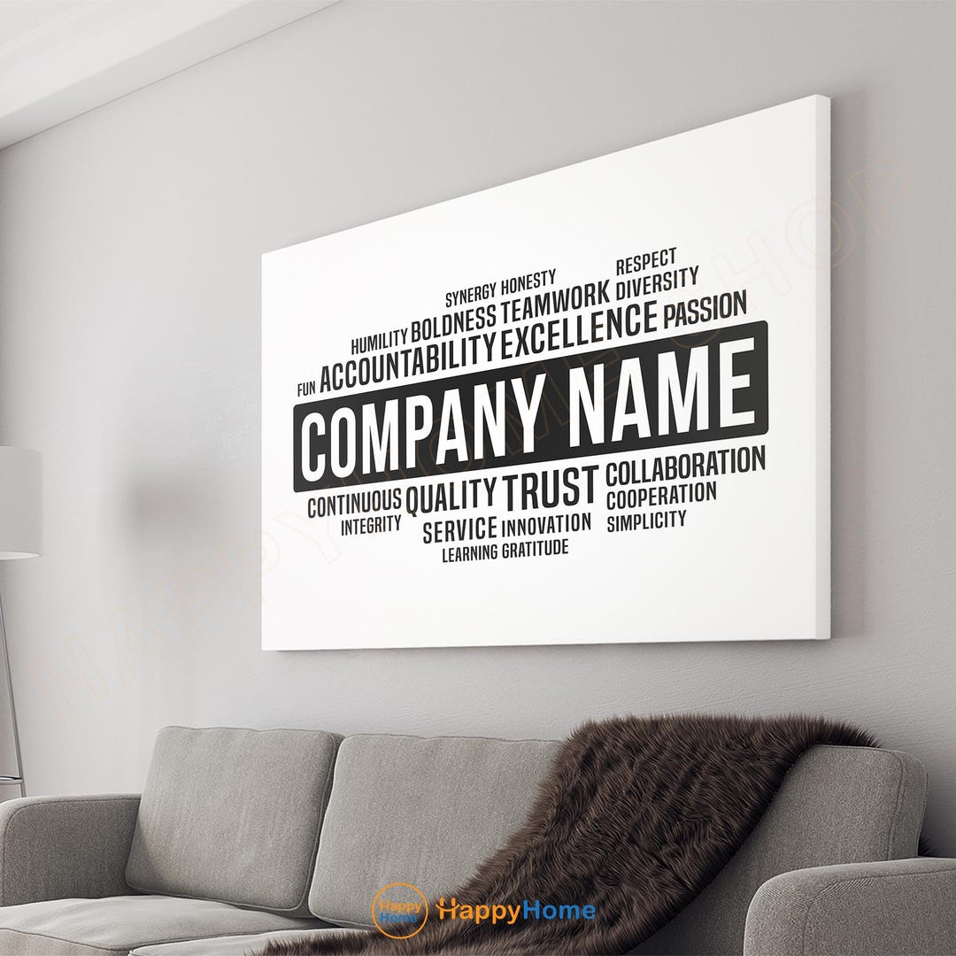 Personalized Company Core Values Wall Art Business Core Values Decor ...