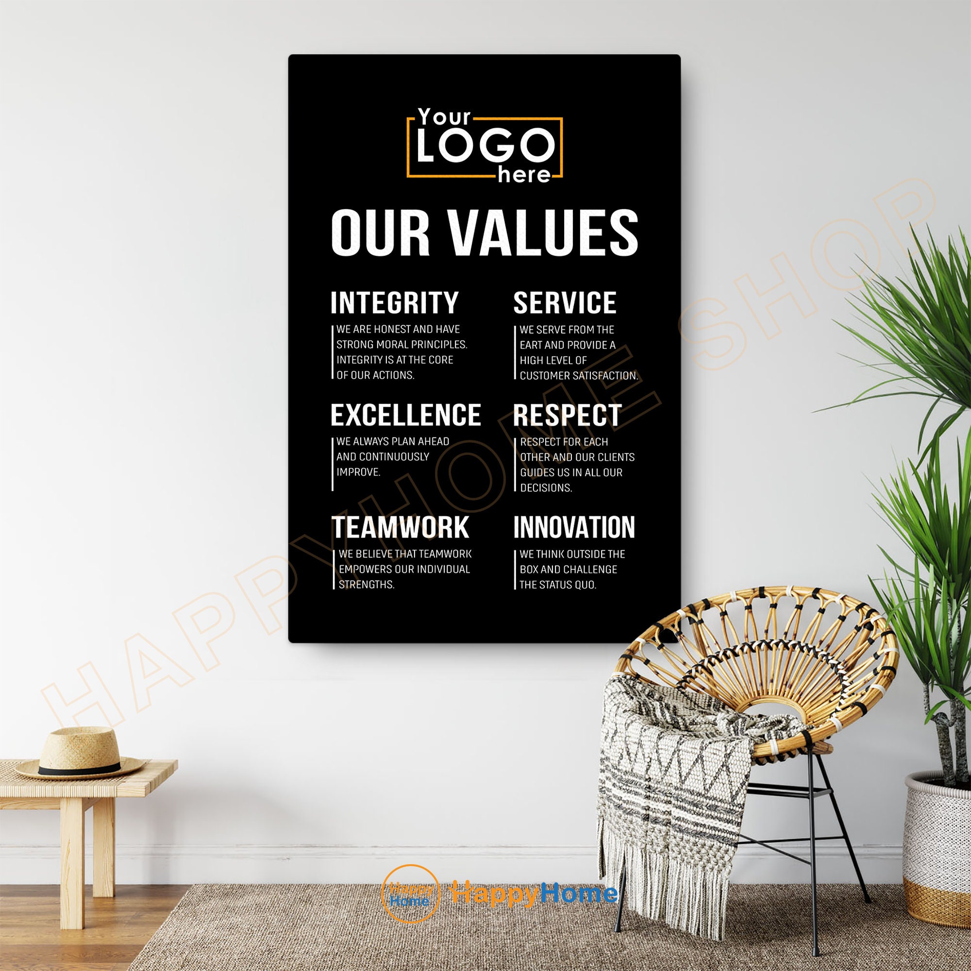Personalized Company Core Values Wall Art Business Core Values Decor ...