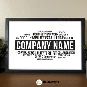 Personalized Company Core Values Wall Art Business Core Values Decor ...
