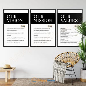 Our Vision Our Mission Our Values Wall Art Personalized Business ...
