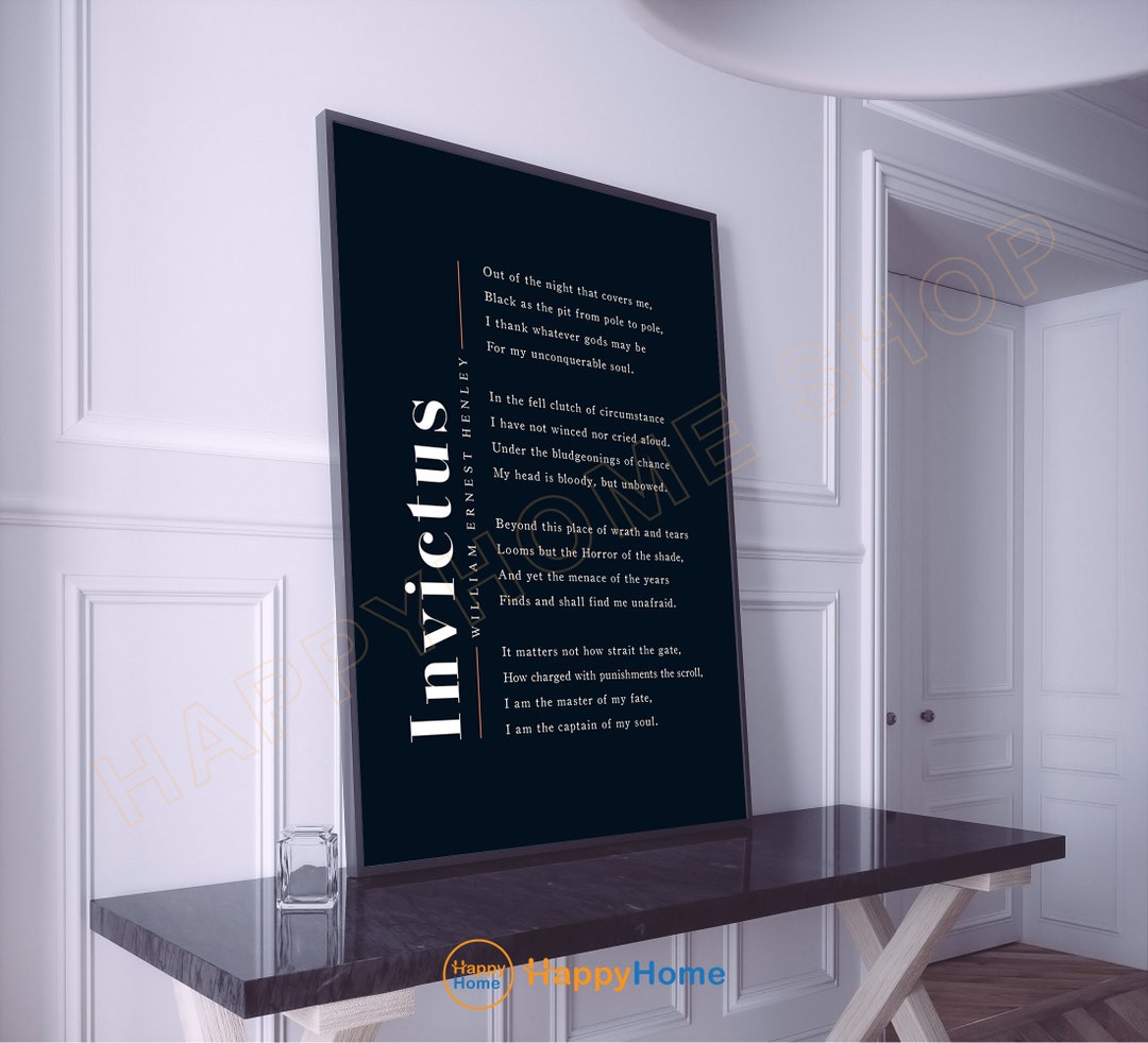 William Ernest Henley Poem Invictus Wall Art Literary Prints Art Poetry ...