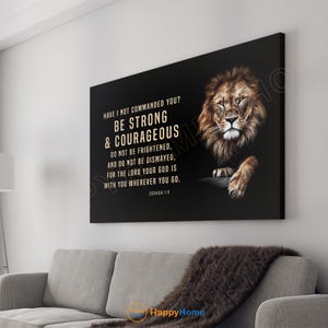 Lion Wall Art Joshua 1:9 Bible Verse Be Strong and Courageous ...