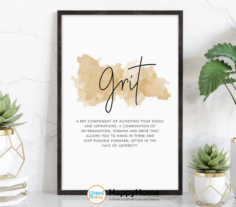 Grit Definition Poster Motivational Wall Art Inspirational - Etsy